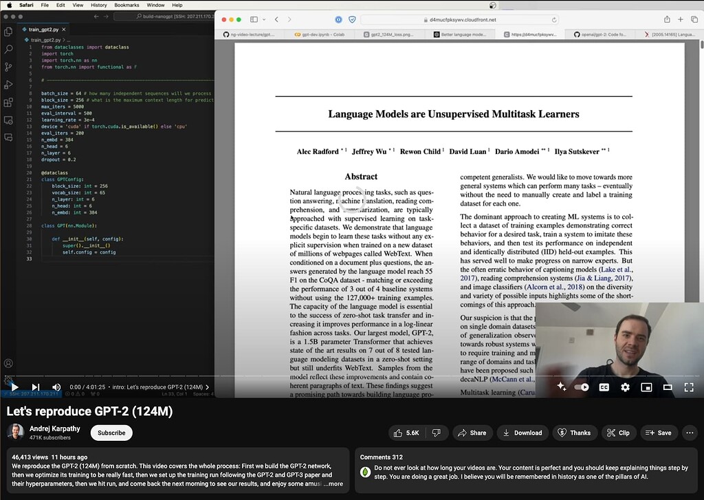 Build nanoGPT: nanoGPT를 재현해보는 Andrej Karpathy의 새로운 저장소 & 강의 - 읽을거리&정보공유 - 파이토치 한국 사용자 모임