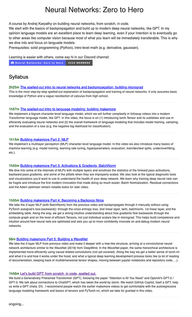 [GN] Neural Networks : Zero to Hero - 신경망 개발을 밑바닥 부터 코딩하며 배우기 - 읽을거리&정보공유 - 파이토치 한국 사용자 모임