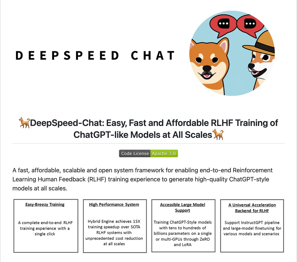 [GN] DeepSpeedChat - RLHF를 사용한 ChatGPT-like 모델 훈련용 프레임워크 (github.com/microsoft) - 읽을거리&정보공유 - 파이 ...