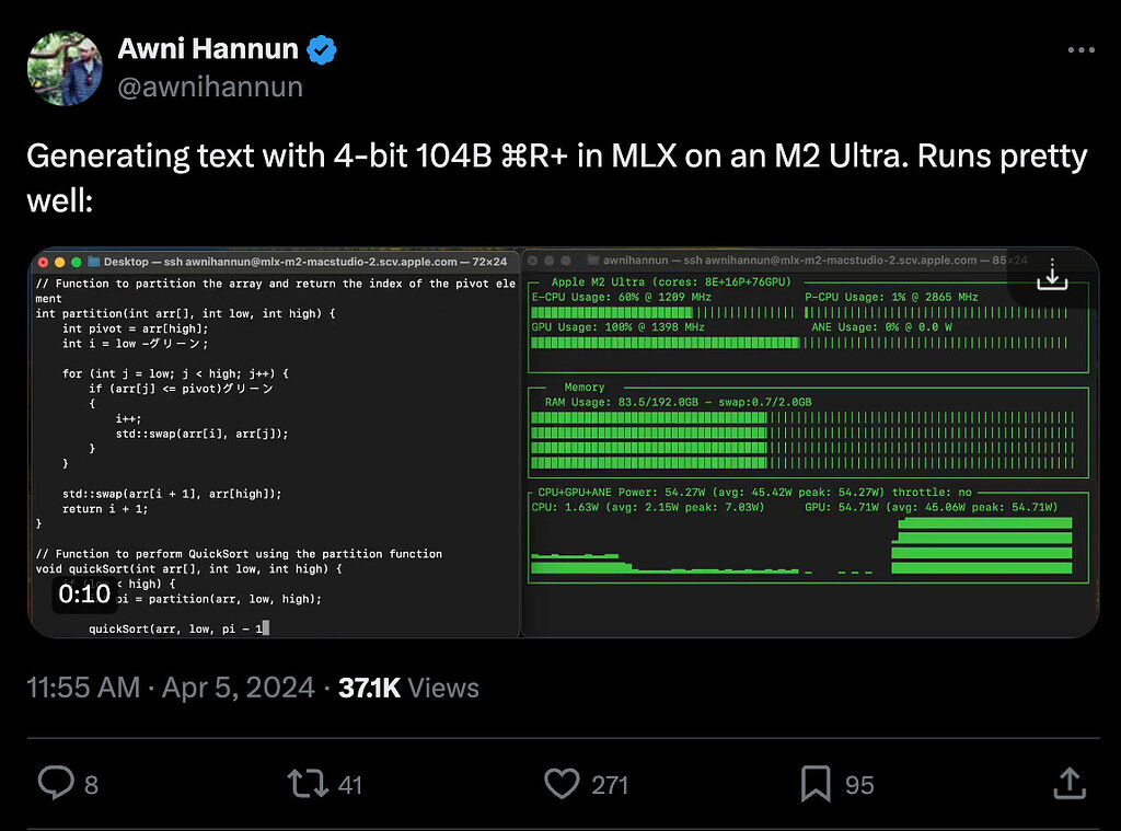 Apple M2 Ultra와 MLX 프레임워크로 Command R+ QLoRA 파인튜닝 모델 실행 - 읽을거리&정보공유 - 파이토치 한국 사용자 모임