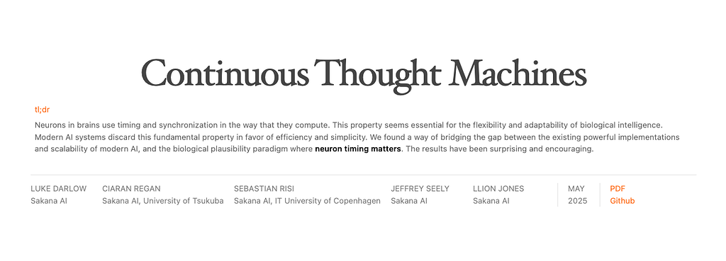 Continuous Thought Machine(CTM): 시간의 흐름 속에서 사고하는 인공지능에 대한 연구 (feat ...