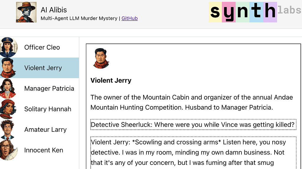 AI 알리바이(AI Alibis): LLM 및 멀티 에이전트 기반의 텍스트 기반 추리 게임 - 읽을거리&정보공유 - 파이토치 한국 사용자 모임