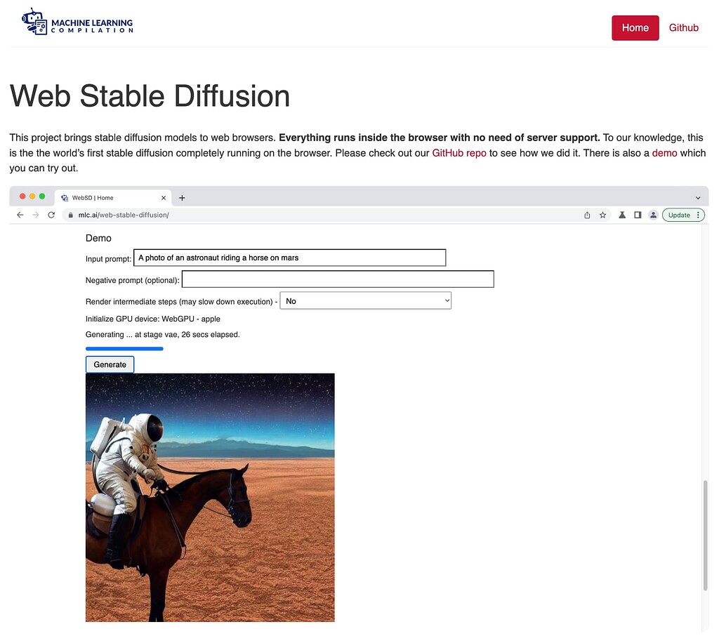 [GN] Web Stable Diffusion - 웹 브라우저에서 SD 실행하기 - 읽을거리&정보공유 - 파이토치 한국 사용자 모임
