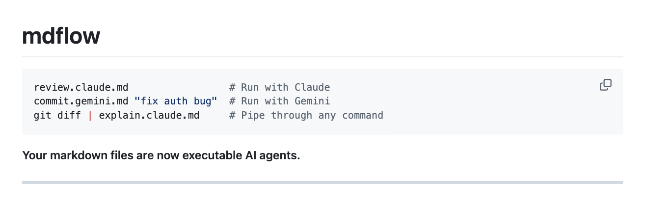 mdflow: Markdown 형태로 프롬프트를 작성한 뒤, CLI 명령어처럼 실행할 수 있도록 하는 프로젝트 - 읽을거리&정보공유 - 파이토치 한국 사용자 모임