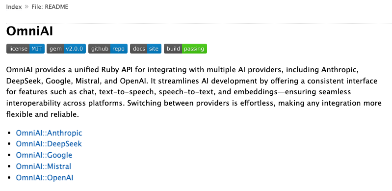 OmniAI: OpenAI, Google, Mistral, DeepSeek, Anthropic 및 Local AI를 통합하는 API (feat. Ruby) - 읽을거리&정보 ...